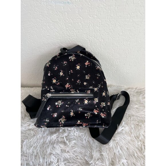 wild fable | Bags | Wild Fable Black Floral Velvet Mini Backpack Purse ...